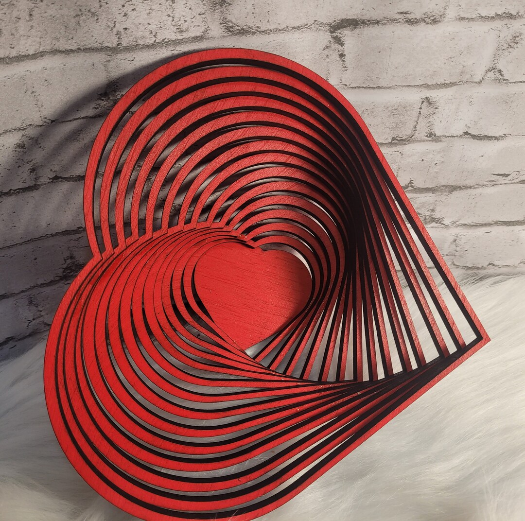 Multilayer Wood Basket Bowl. Red Heart Shaped Bowl - Etsy
