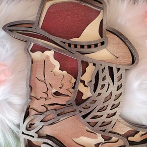 Cowboy Boots and Hat Multilayer Wood Wall Hanging - Etsy