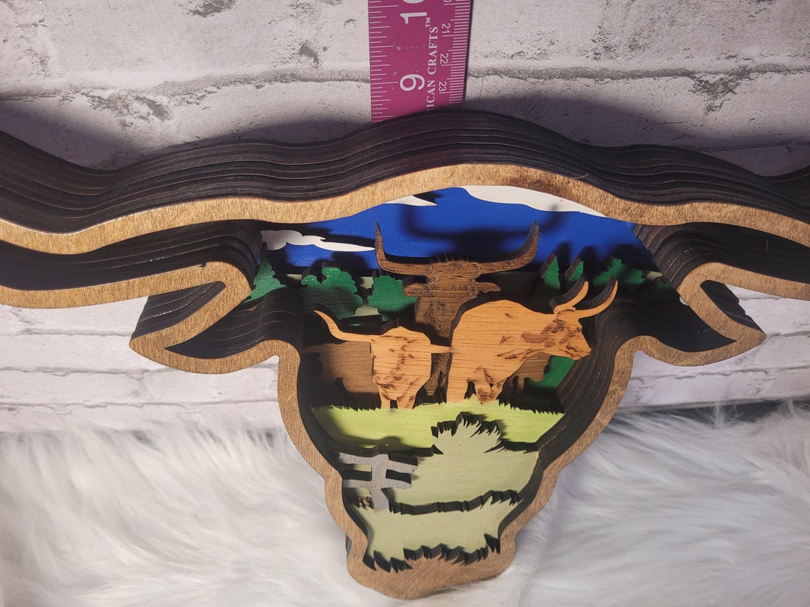 Longhorn Steer Multilayer Wood Art - Etsy