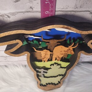 Longhorn Steer Multilayer Wood Art - Etsy