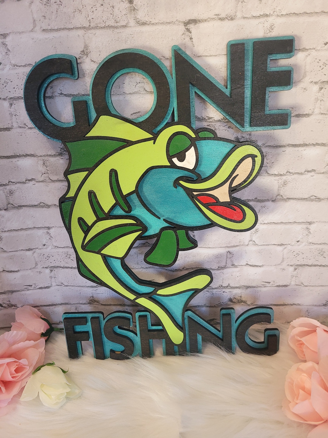 Gone Fishing Multilayer Wood Sign - Etsy