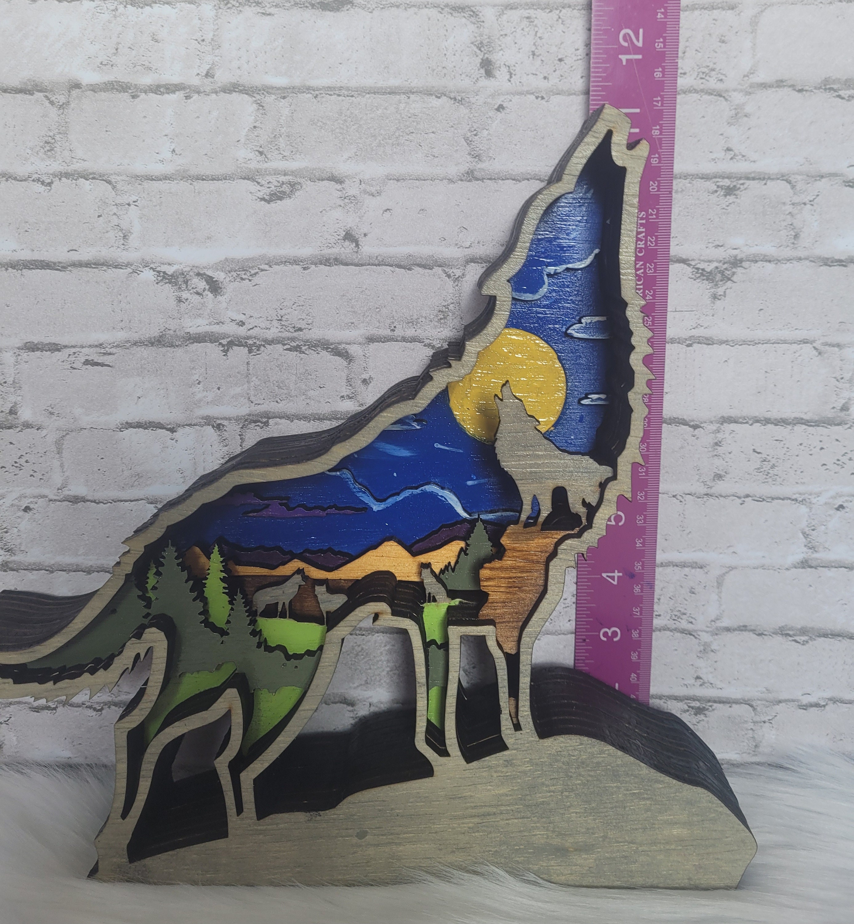 Wolf Multilayer Wood 3D Statue - Etsy