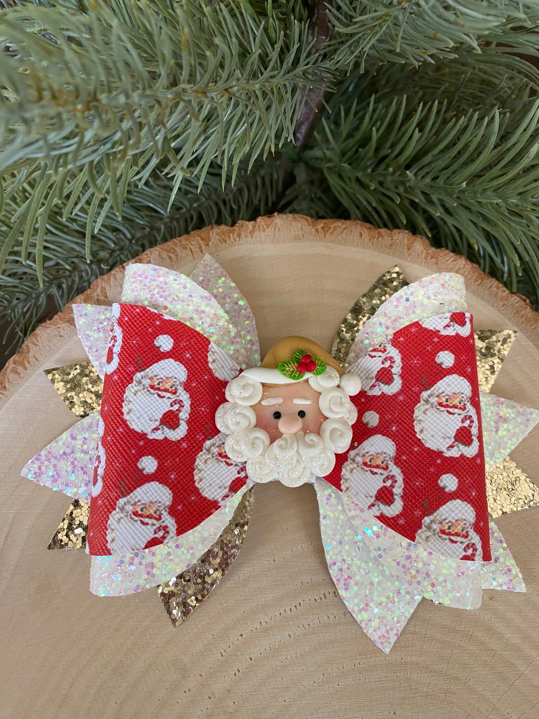 Santa Hairbow, Santa Hair Bow, Santa Claus Hair Bow, Red Santa Hairbow ...