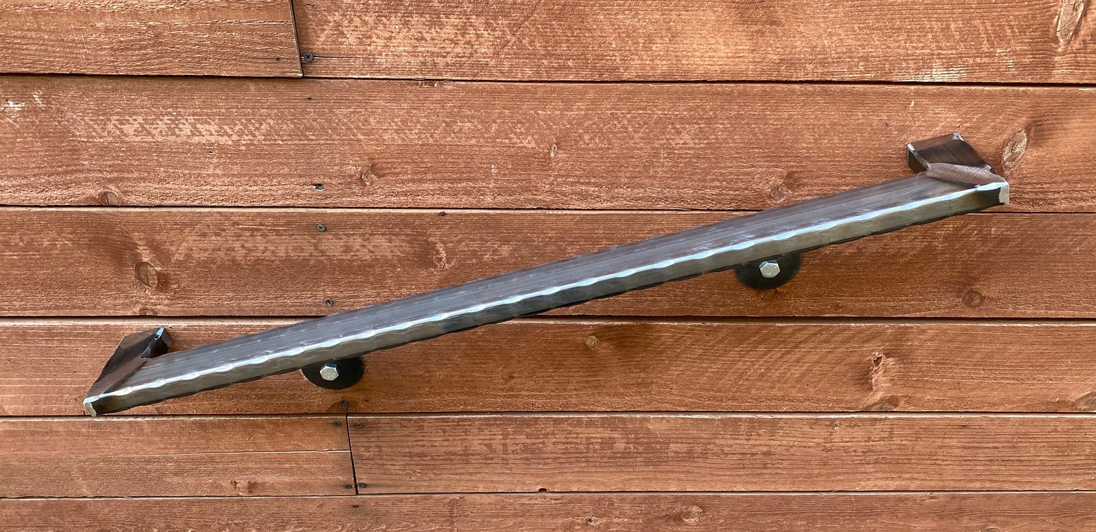 2x1 Hammered, Metal Handrail, Raw, With Wall Return - Etsy