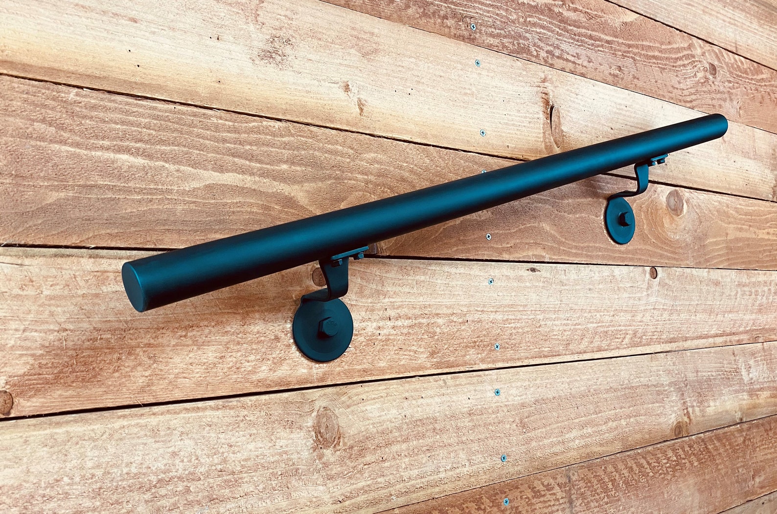 1.5" Round Tube Metal Handrail, Flat Black, Straight Cut - Etsy