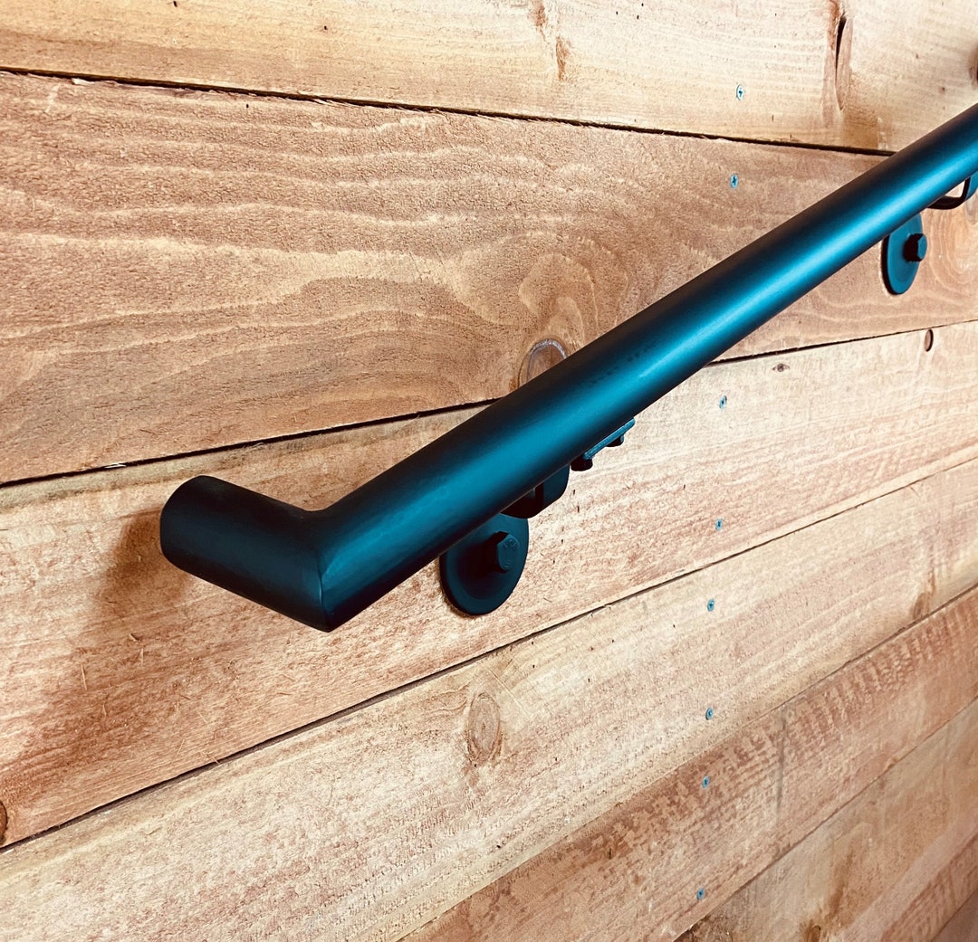 1.5" Round Tube, Metal Handrail, Flat Black, With Wall Return - Etsy
