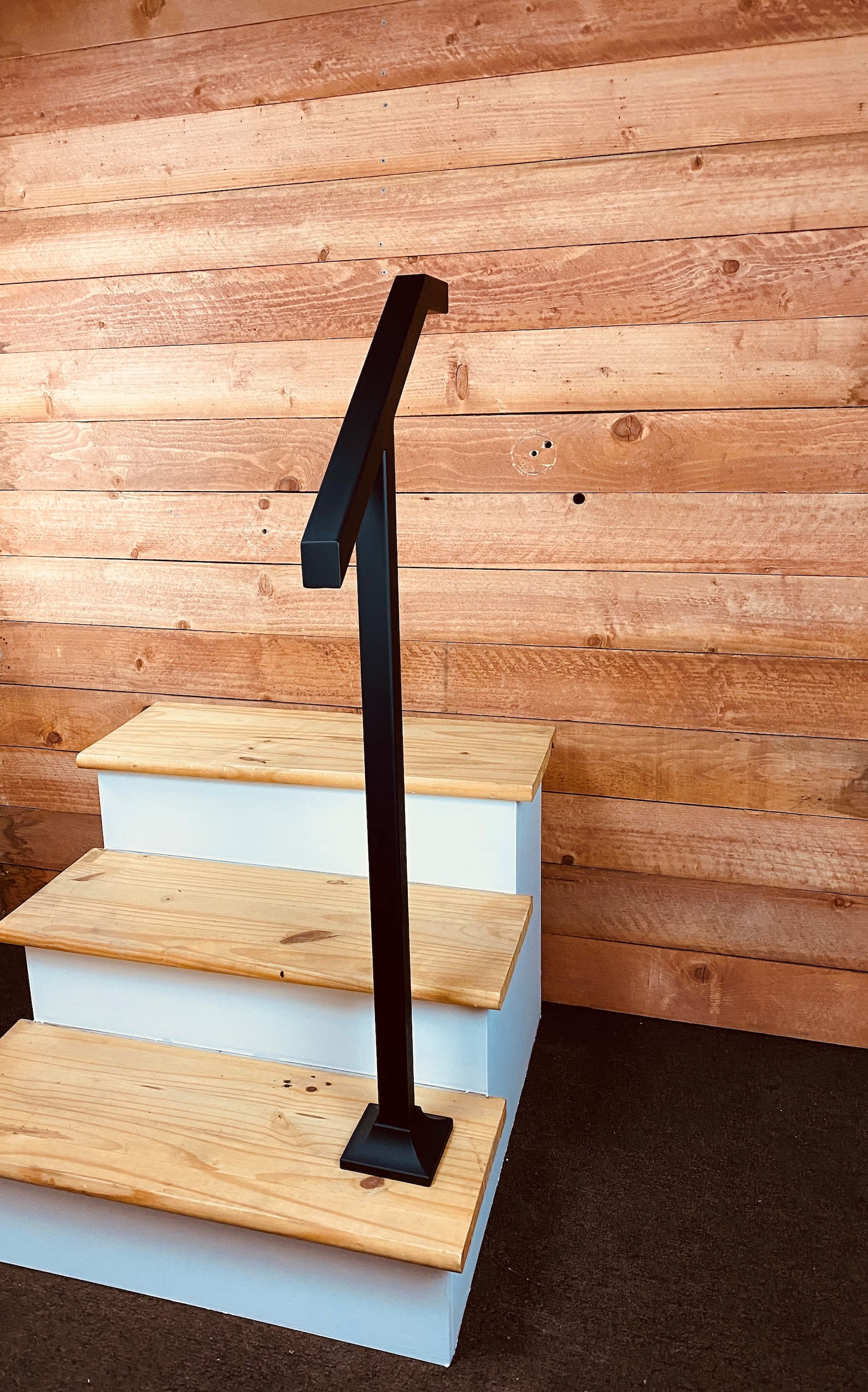 1.5x1.5 Single Post 1 or 2 Step Metal Handrail Flat Black - Etsy