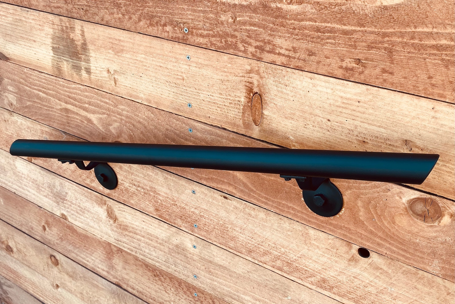 1.5" Round Tube, Metal Handrail, Flat Black, Angle Cut - Etsy