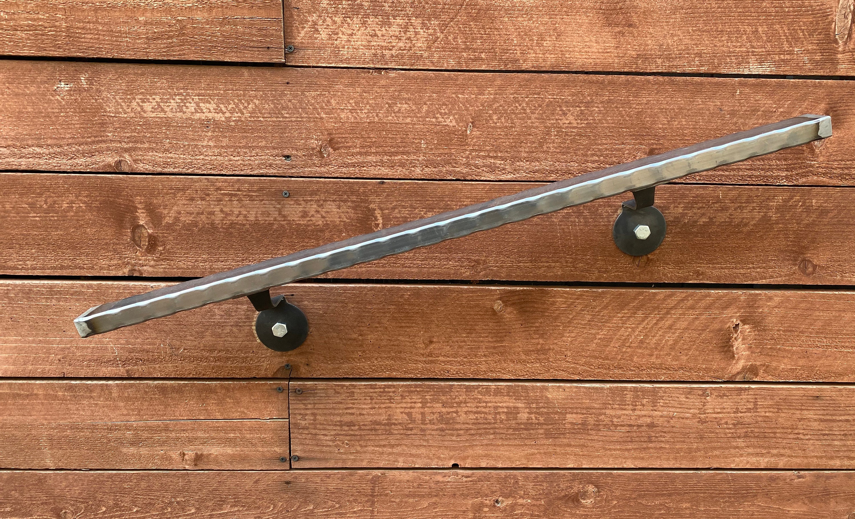 2x1 Hammered Metal Handrail Raw Straight Cut - Etsy