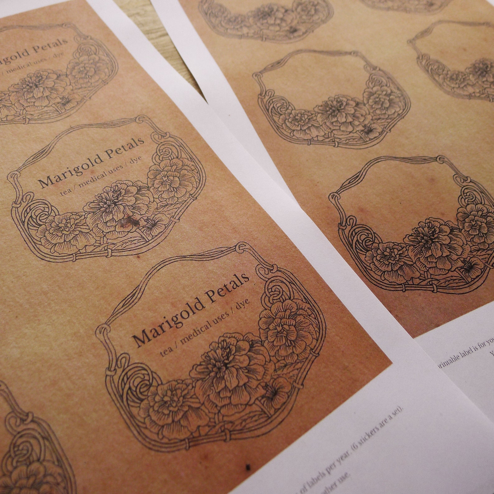 Marigold Bottle Label Instant Download Printable Label | Etsy Australia