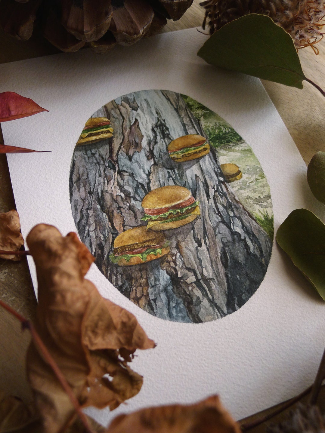Burger Tree Small Art Print ,A5, Giclee Print, Plant Illustration ...