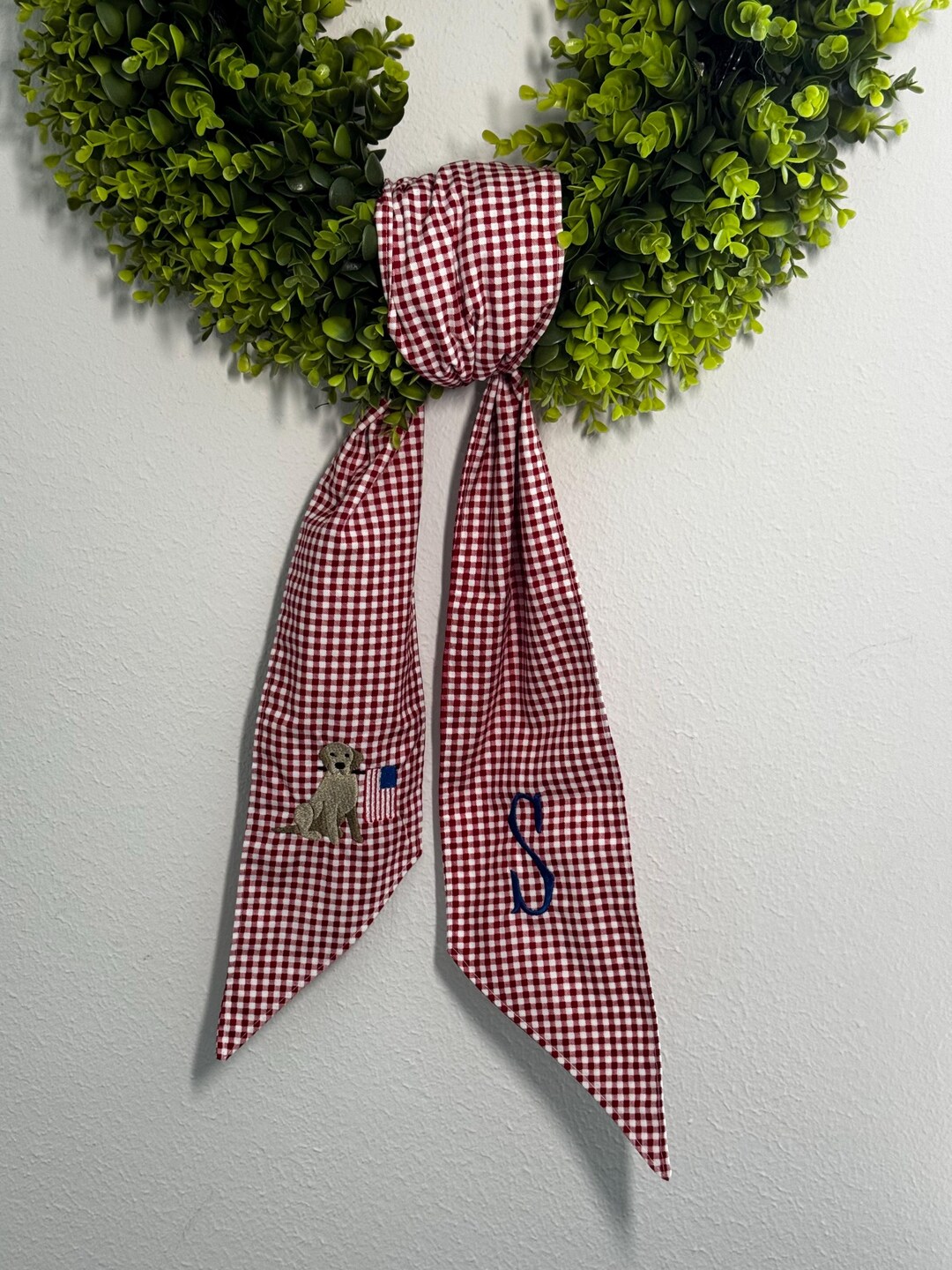 Embroidered July 4th Wreath Sash, Personalized Dog & Monogram - Etsy