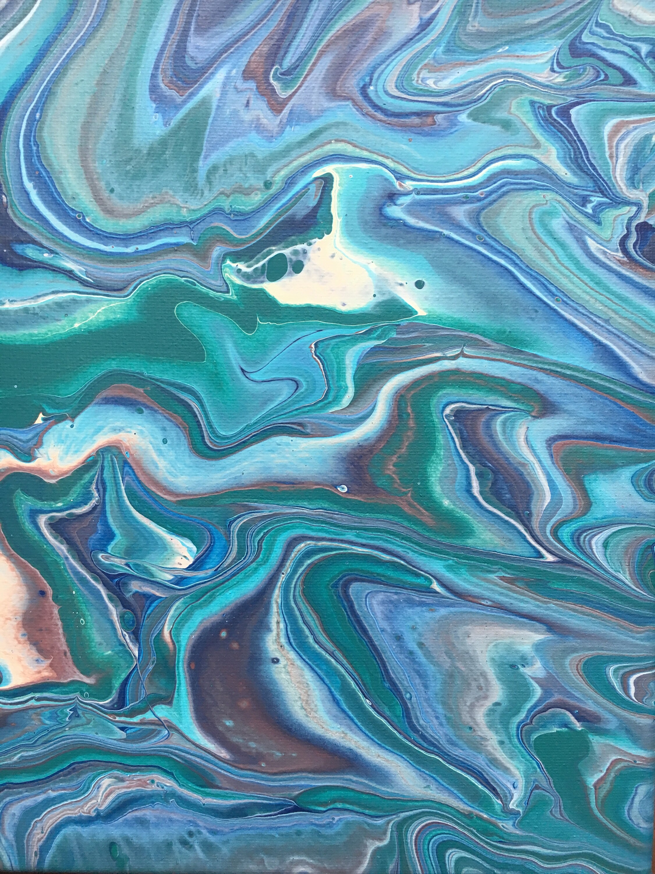Teal Acrylic Pour On 8x10 Canvas Original Painting | Etsy