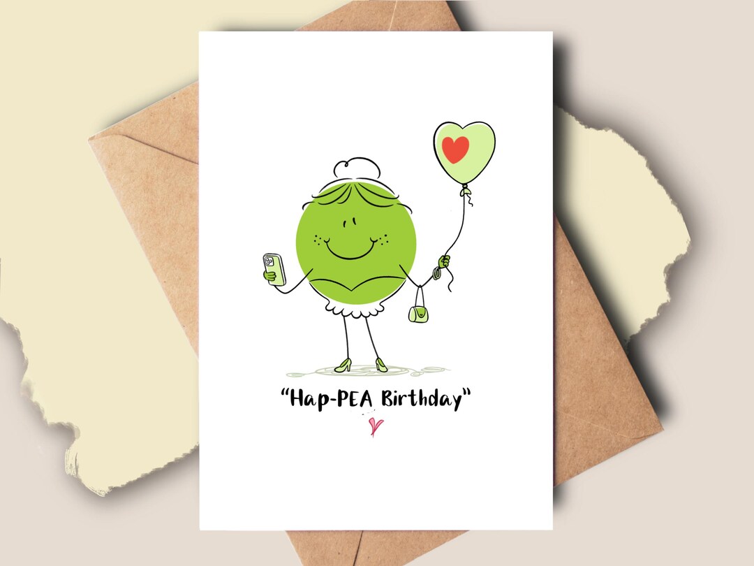Ha-pea Birthday, Funny Veg Card - Etsy