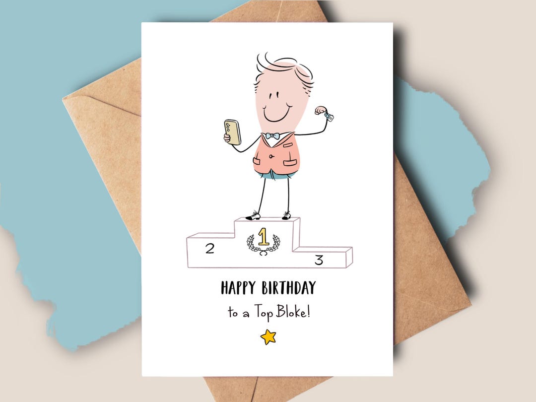 Happy Birthday to A Top Bloke Card, Male Birthday Card - Etsy
