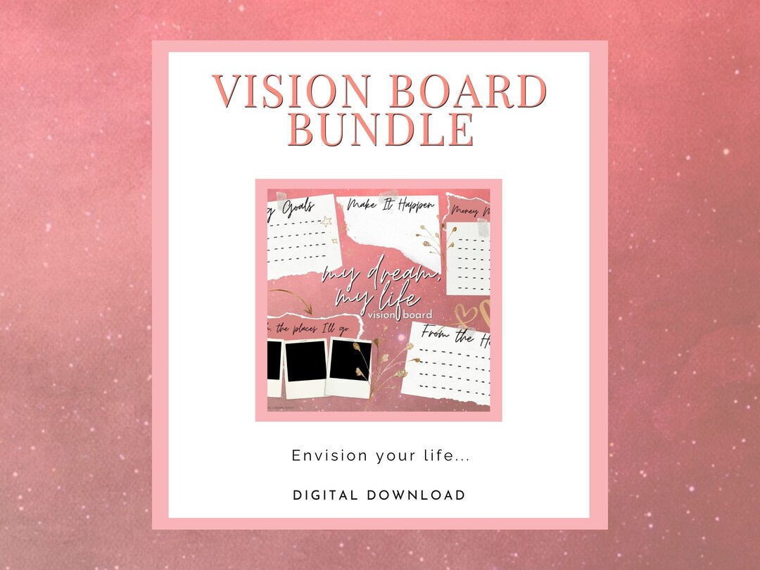 Vision Board Bundle - 3 Design Options, Stickers, Planners, Abundance ...