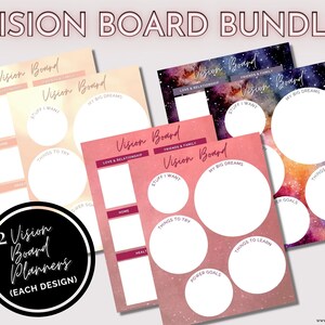 Vision Board Bundle - 3 Design Options, Stickers, Planners, Abundance ...