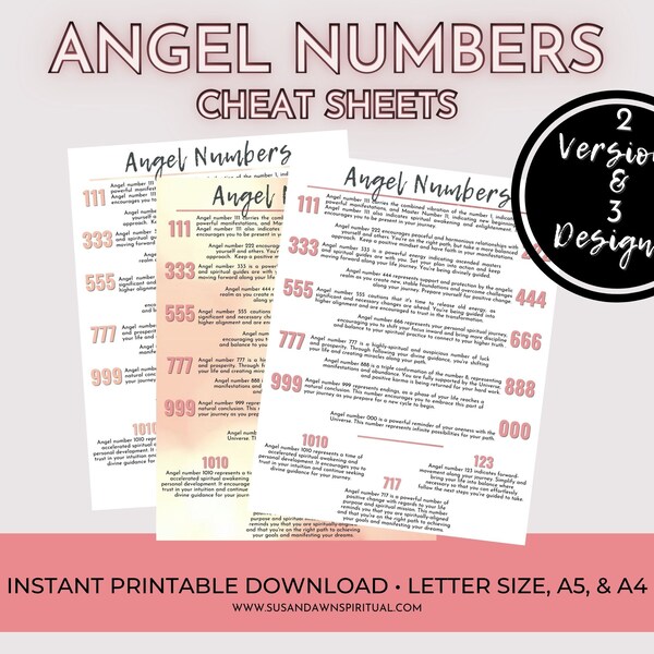 Angel Number Cheat Sheet - Etsy