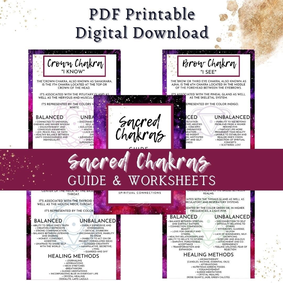 Sacred Chakras Guide & Worksheets DIGITAL/PRINTABLE FILE | Etsy