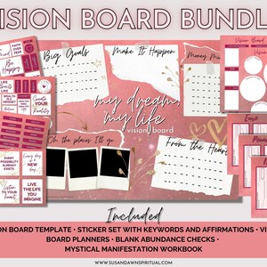 Vision Board Bundle - 3 Design Options, Stickers, Planners, Abundance ...