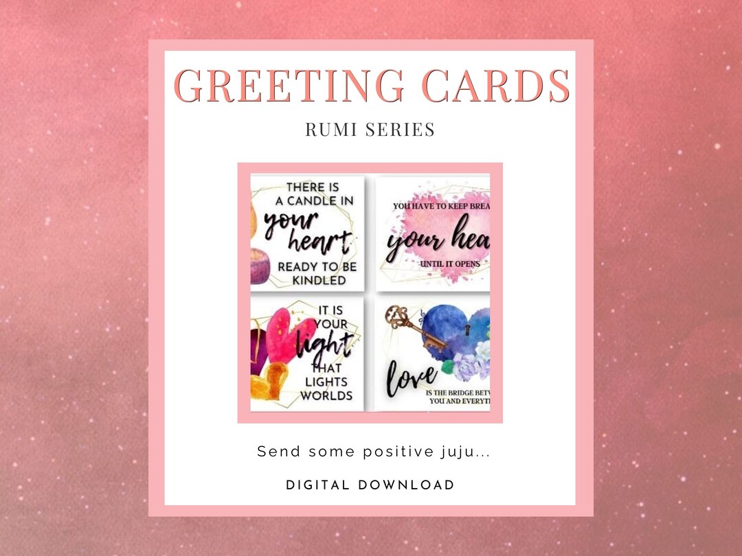 Greeting Card Pack - Rumi Series - 2 Style Options, 2 Sizes, 24 Total ...