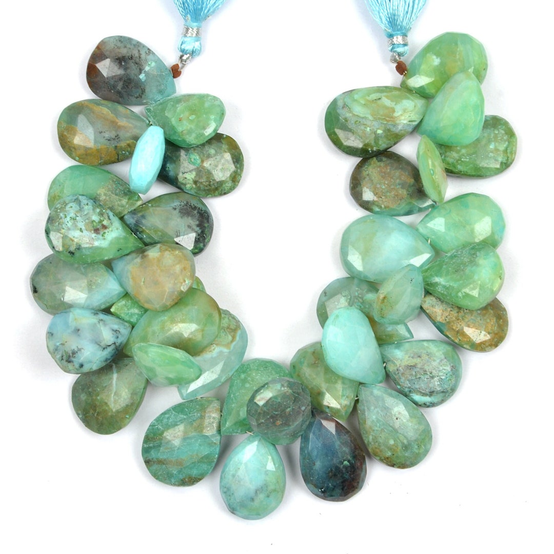 Faceted Peruvian Opal Pear Beads: AAA Quality, 8 Inch Strand 14X20 ...