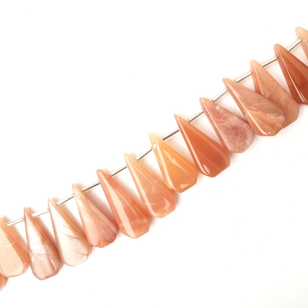 Peach Moonstone Beads Drilled Beads Smooth Beads Natural Peach ...