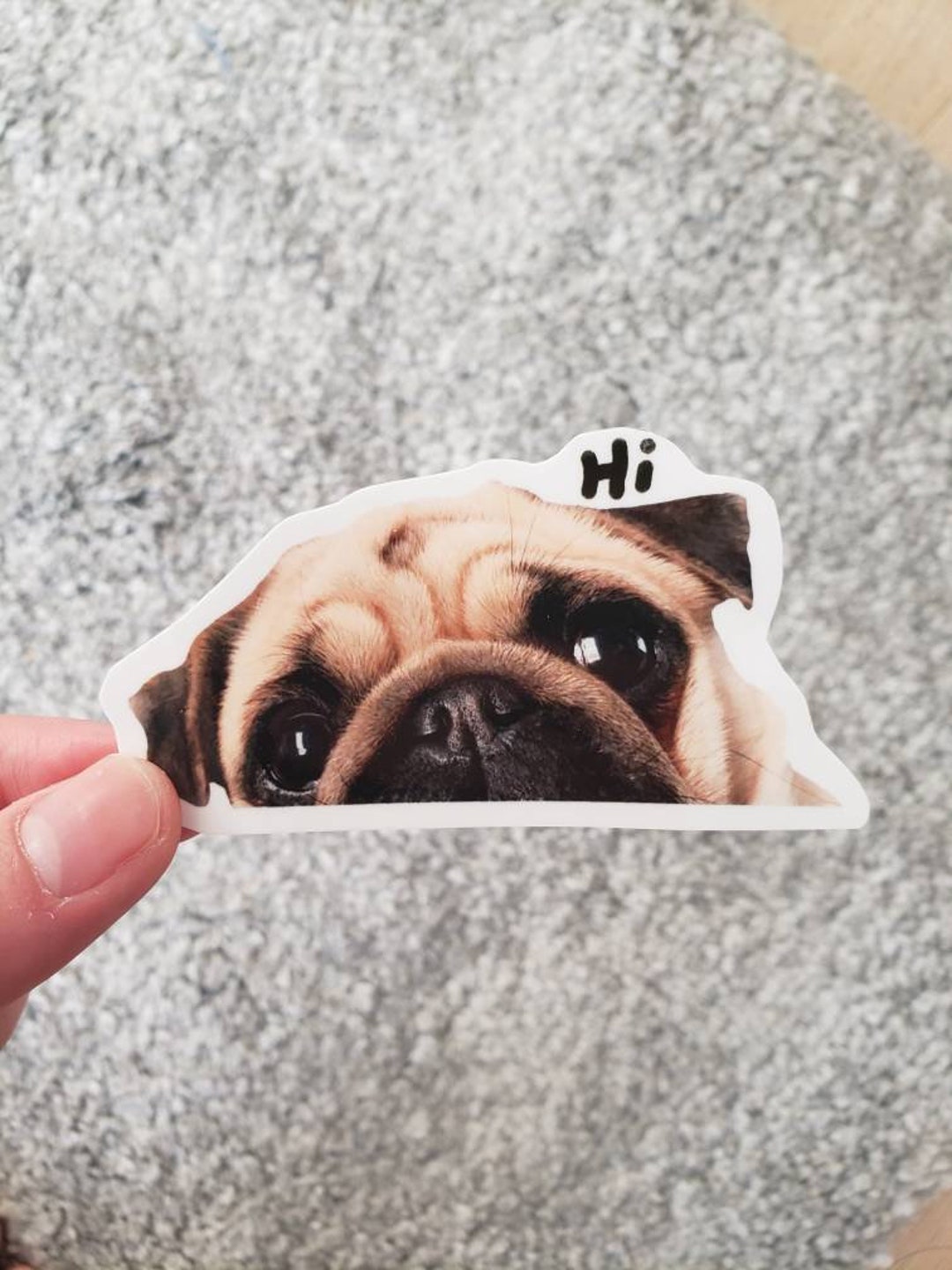 Hi Pug Peeker Vinyl Sticker - Etsy