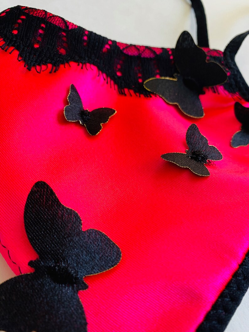 HOT Pink Face Mask With Butterflies Bright Pink Lace Mask - Etsy