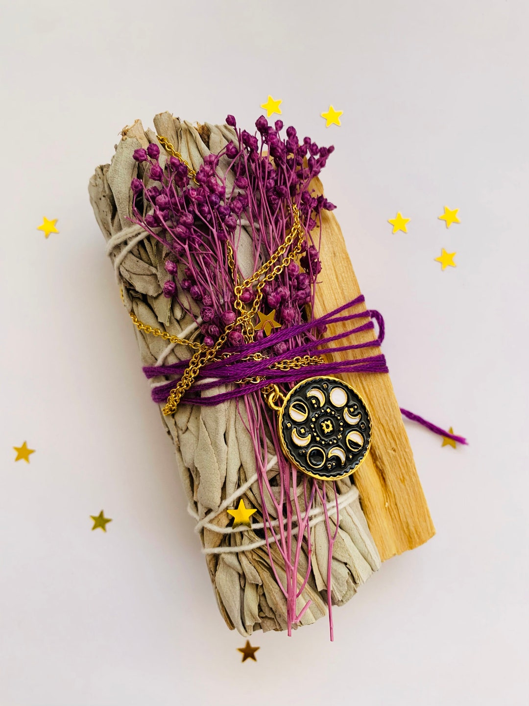 SELF CARE Gift Smudge Kit Gift Moon Phase Necklace Sage - Etsy