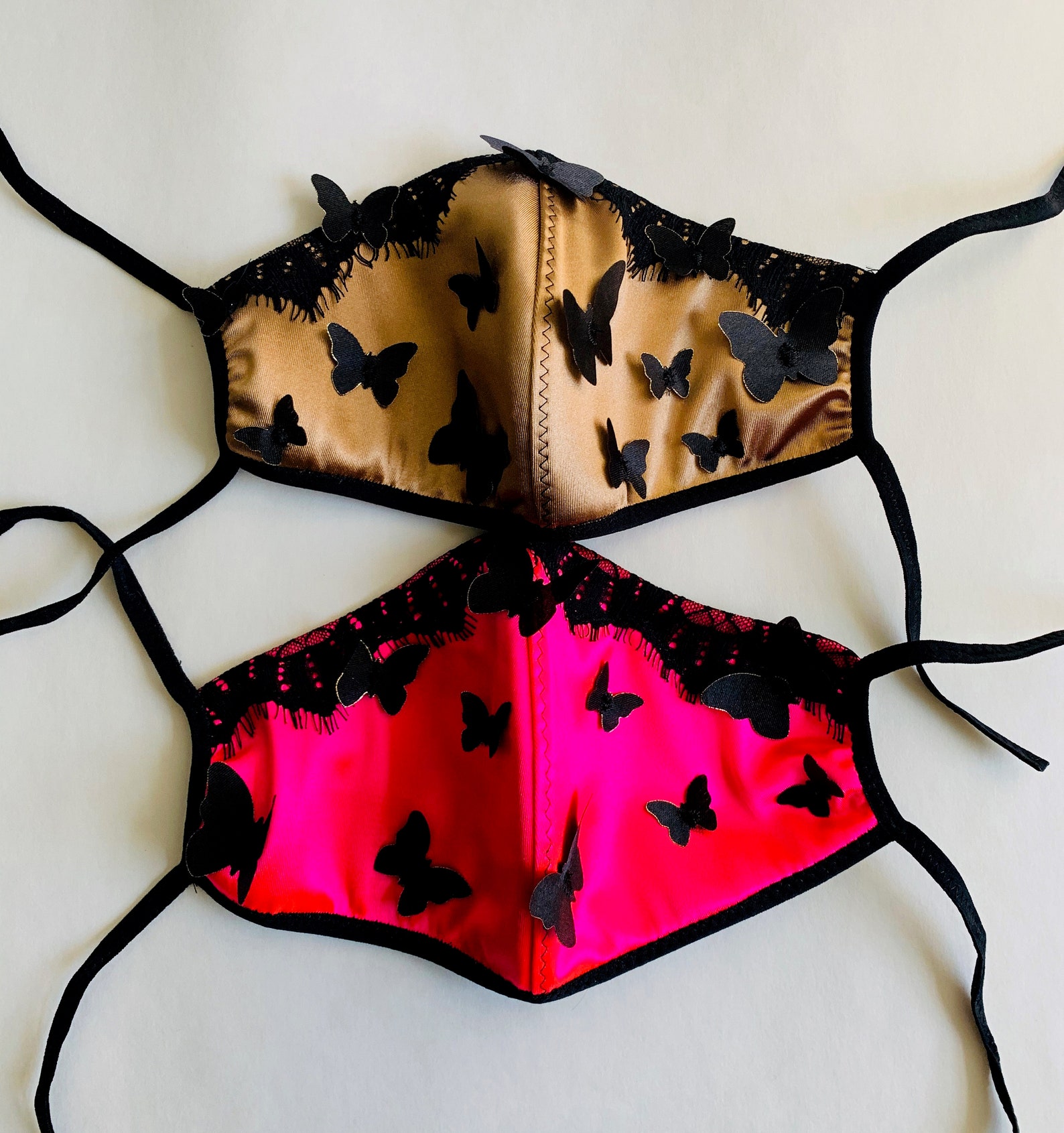 HOT Pink Face Mask With Butterflies Bright Pink Lace Mask - Etsy