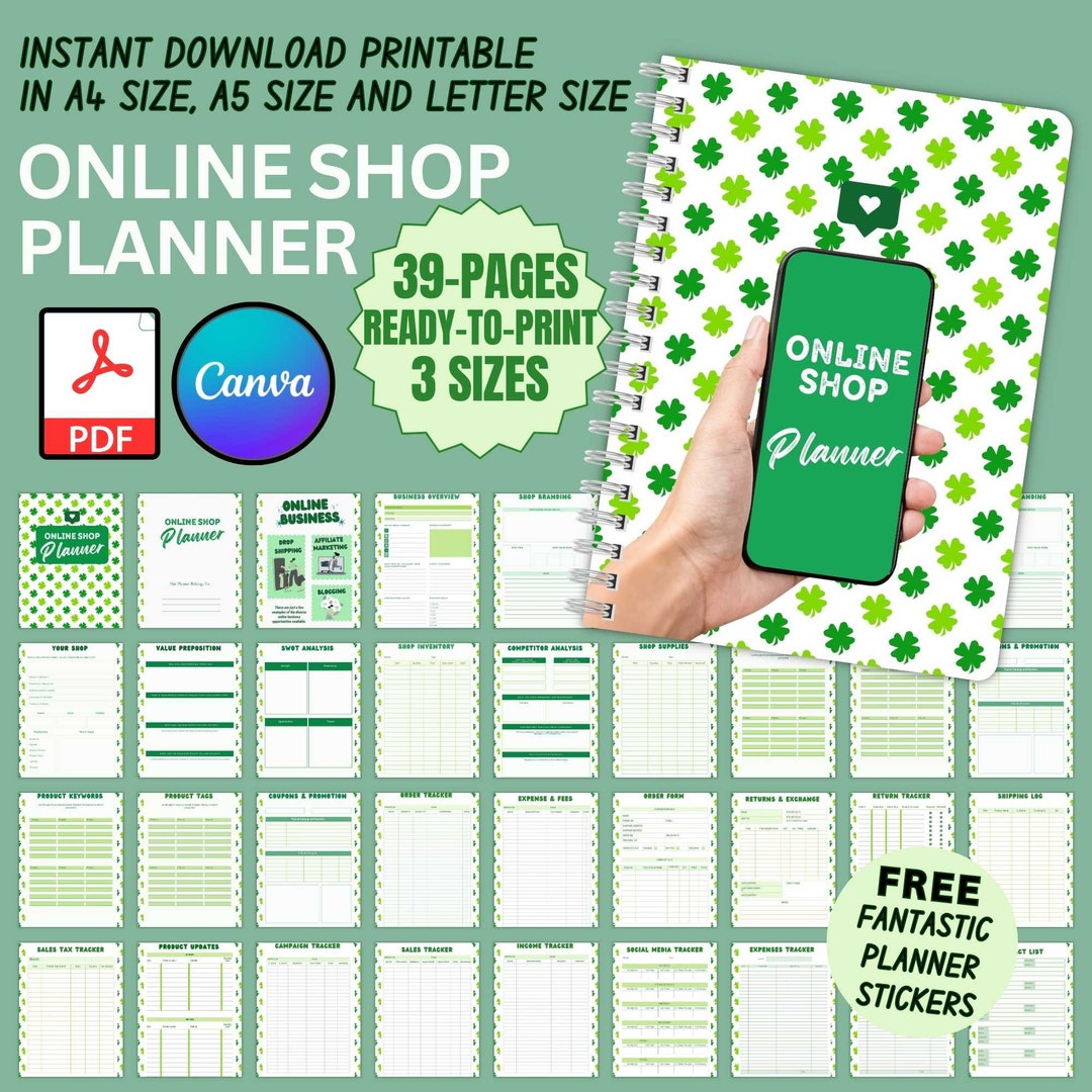Online Shop Planner Printable Gift Ideas Instant Download Planner Ready ...
