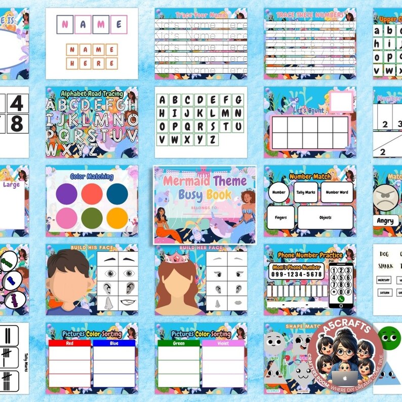 Busy Book Bundle Workbook CANVA Templates Activity Book - 6 Themed - Etsy