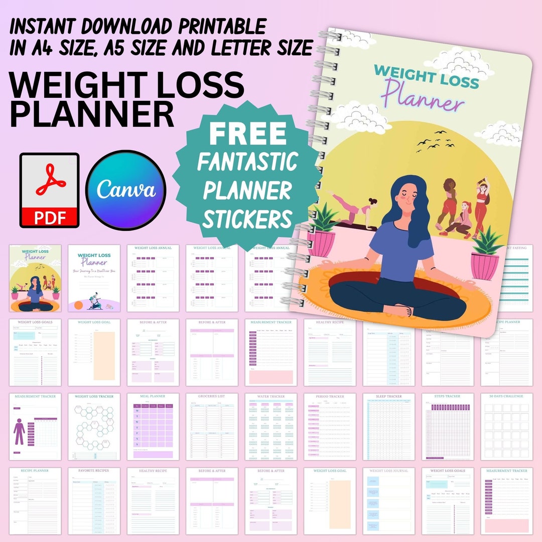 Weight Loss Planner Printable Gift Ideas Instant Download Planner Ready ...