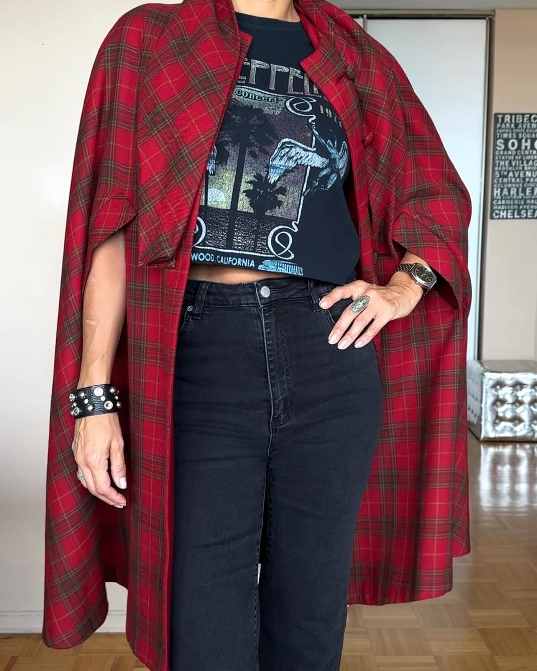 Vintage 60s Plaid Wool Reversible Poncho Cape Red Poncho red Cape-plaid ...
