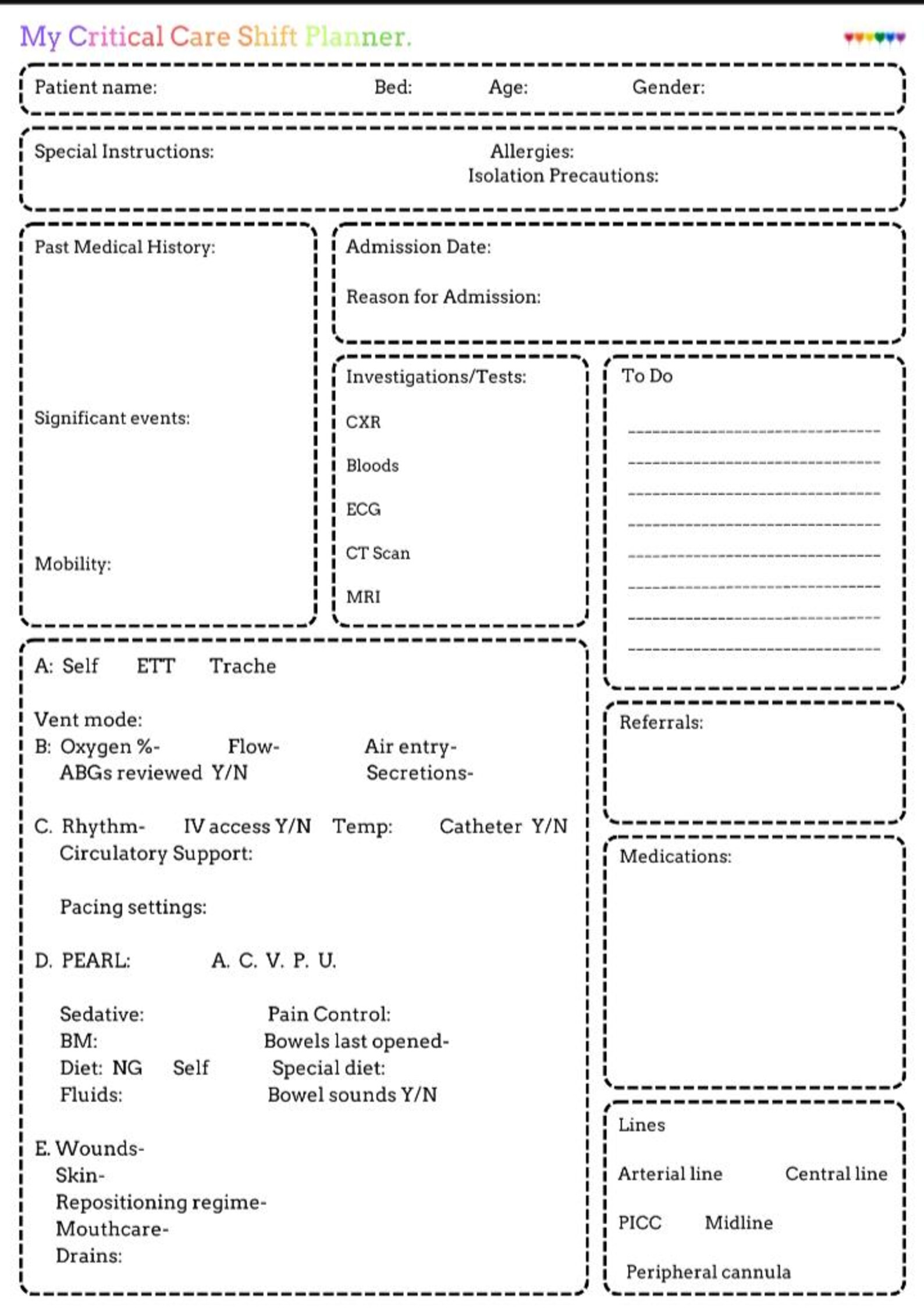 My ICU Shift Planner - Etsy