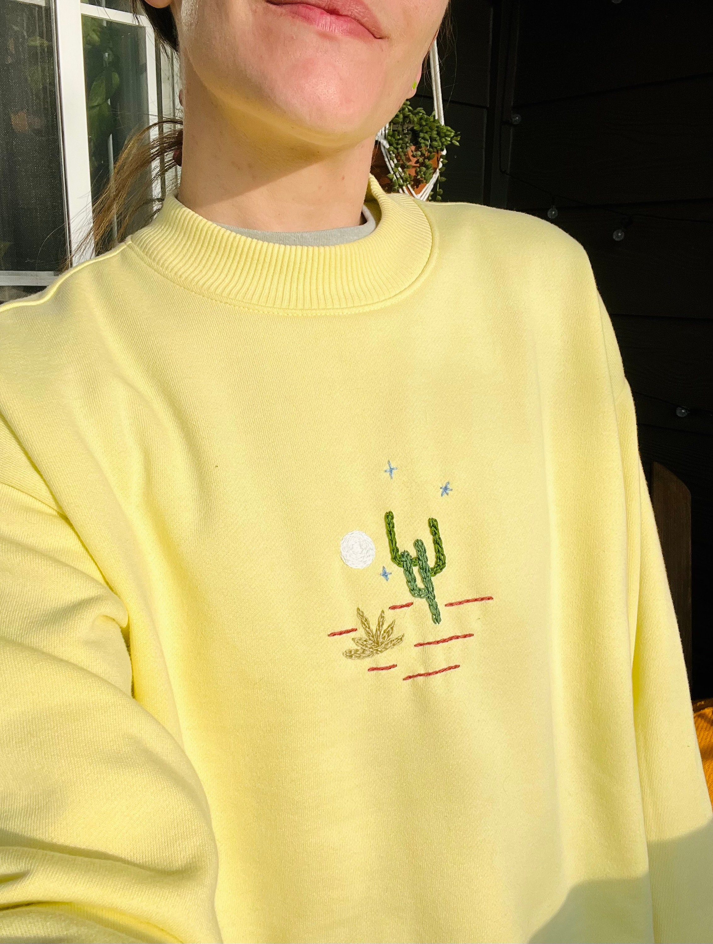 Hand Embroidered Desert Cactus Sweatshirt | Up-cycled | Size MEDIUM ...