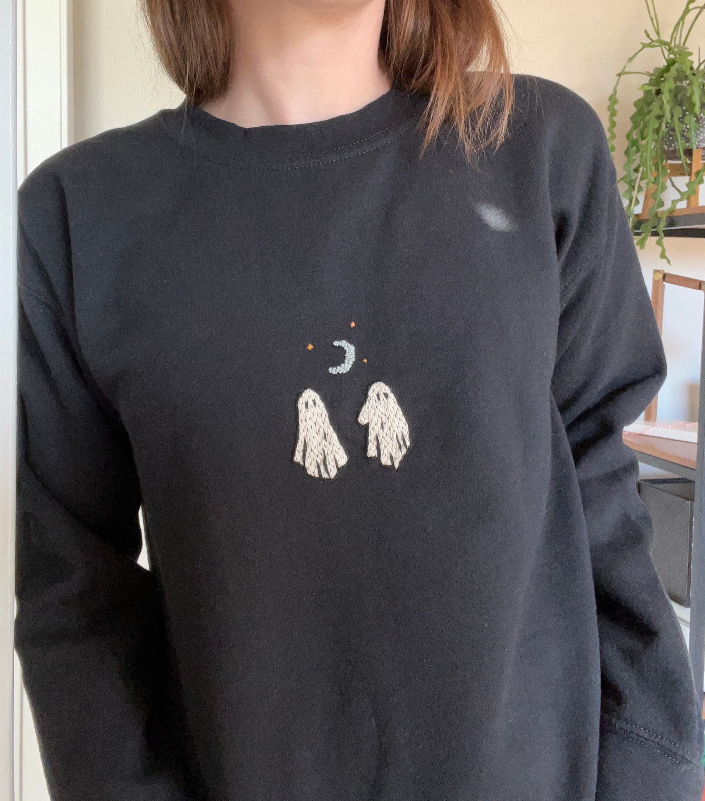 Hand Embroidered Friendly Ghosts Sweatshirt | Size SMALL | Unisex - Etsy
