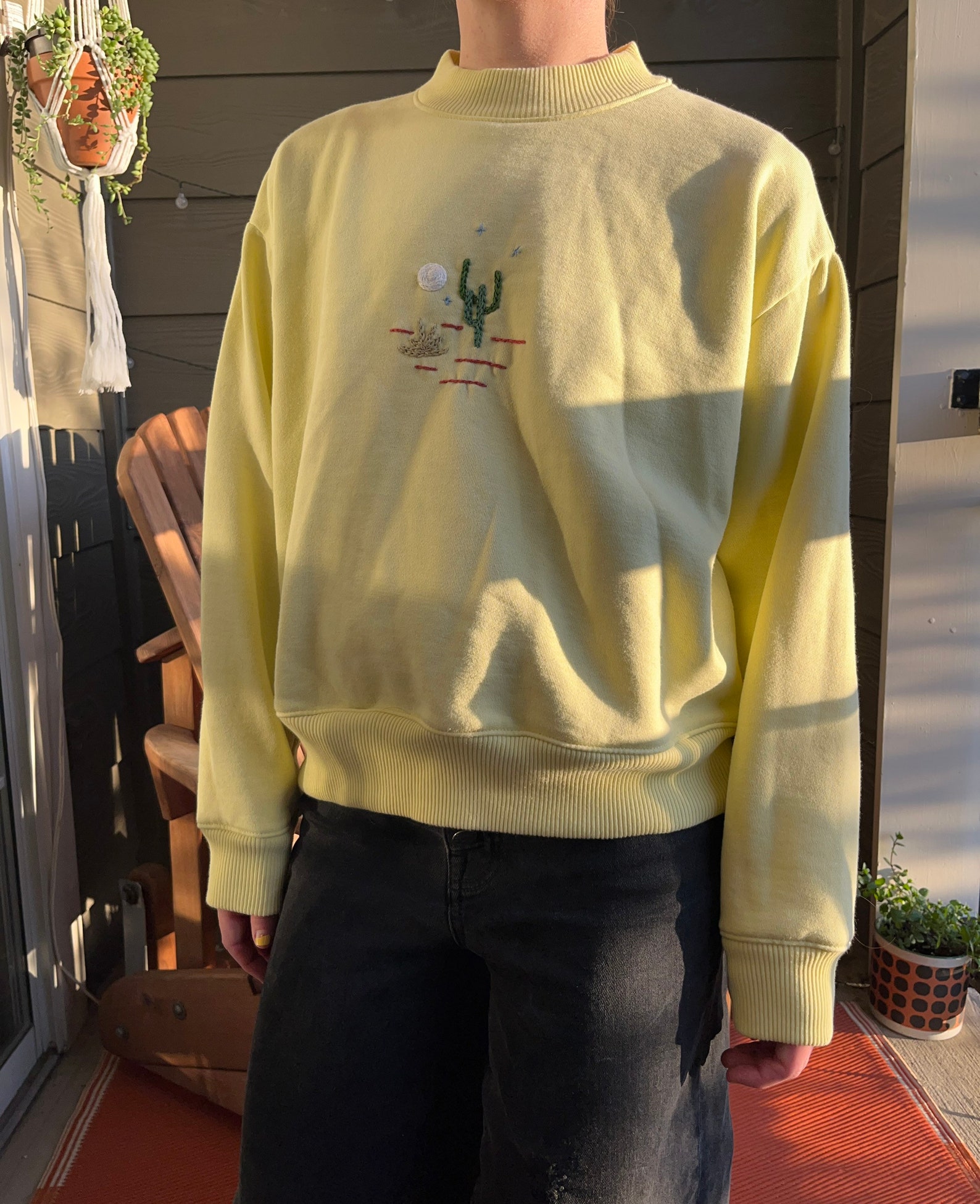 Hand Embroidered Desert Cactus Sweatshirt | Up-cycled | Size MEDIUM ...
