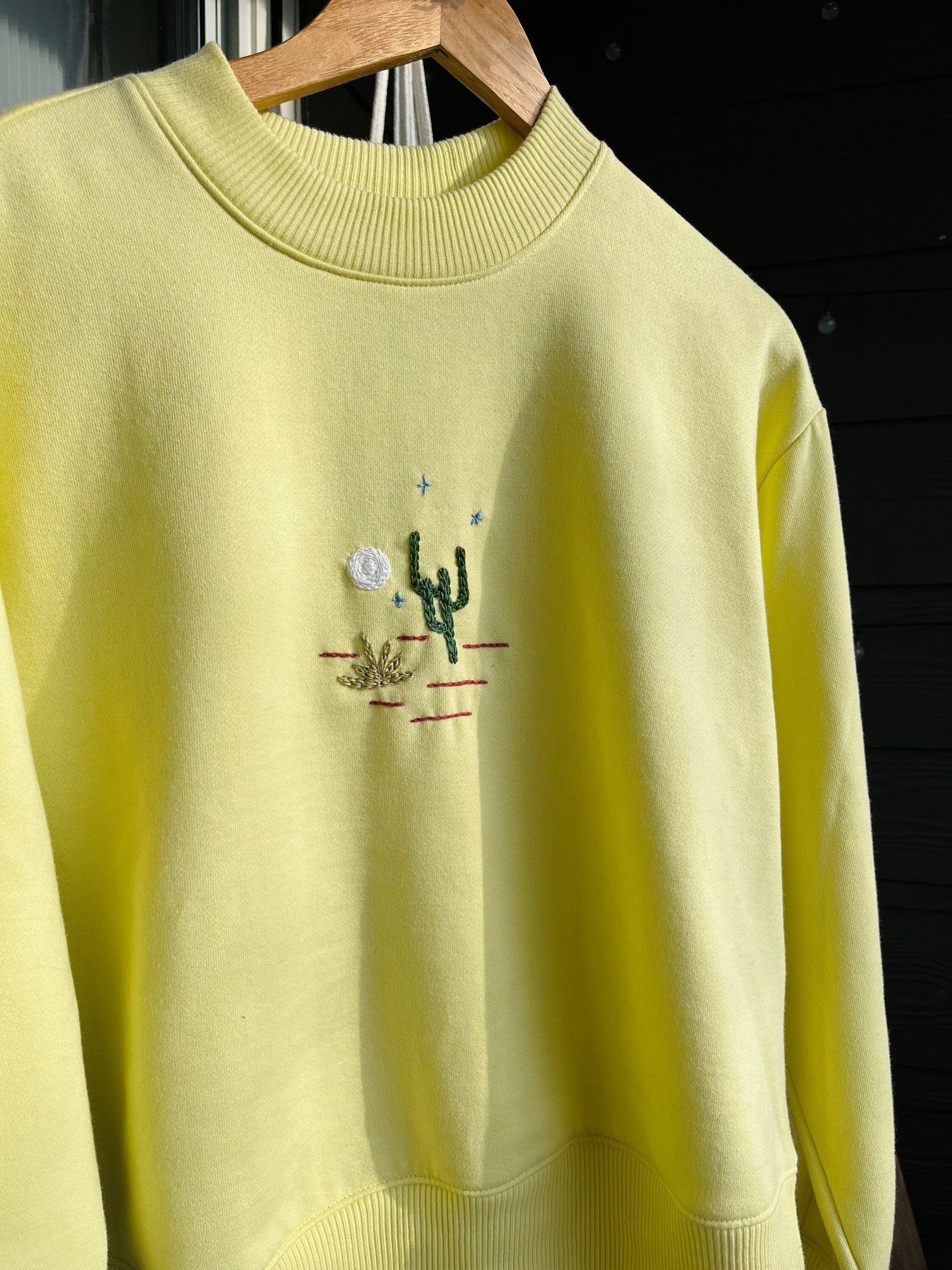 Hand Embroidered Desert Cactus Sweatshirt | Up-cycled | Size MEDIUM ...
