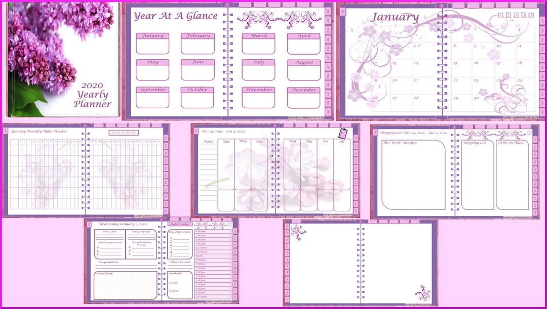 2020 Dated Yearly Planner - Lilac Theme - Etsy