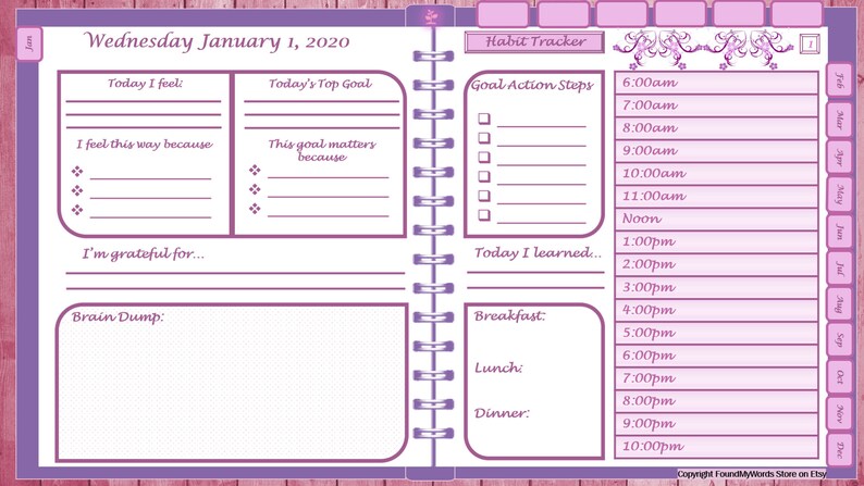 2020 Dated Yearly Planner - Lilac Theme - Etsy