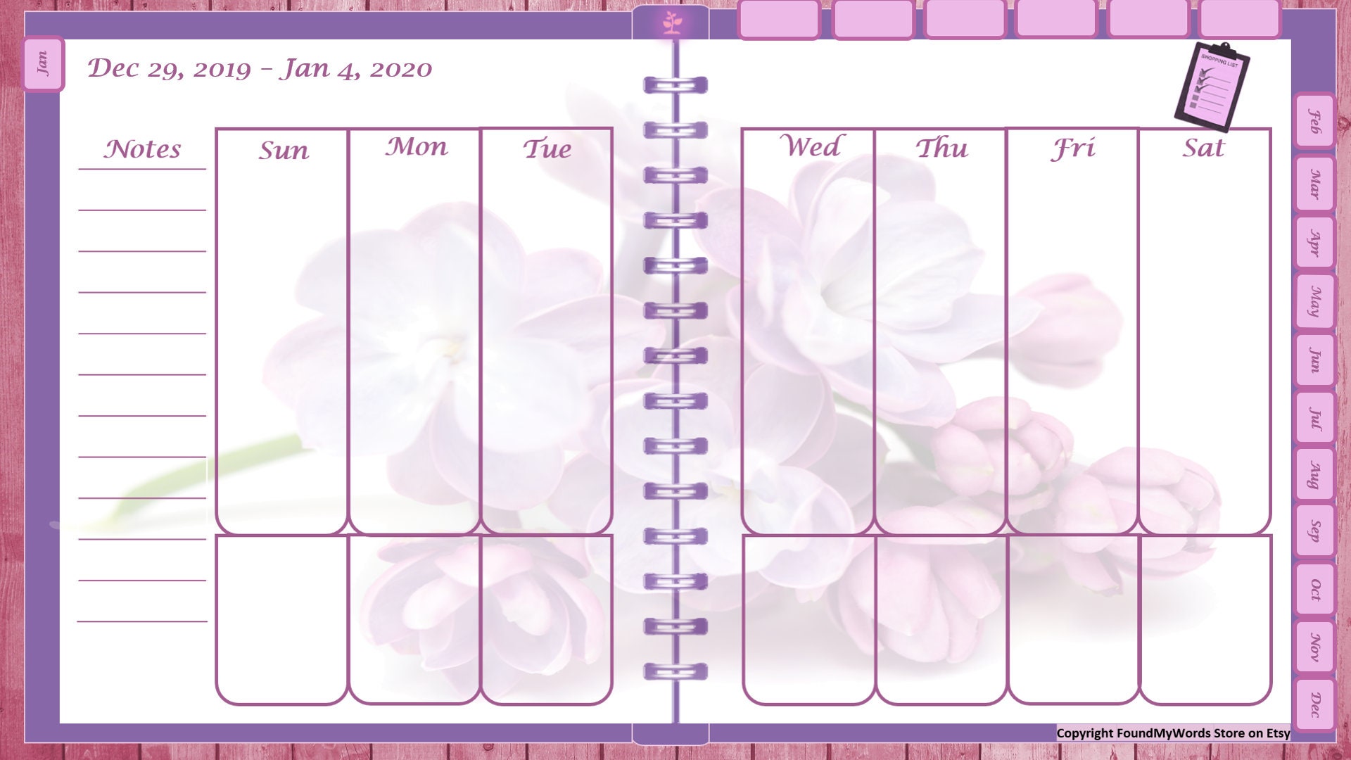 2020 Dated Yearly Planner - Lilac Theme - Etsy