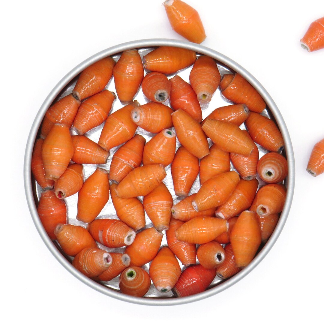 Orange Bead Assortment - Handcrafted Paper Beads - Decorative Beads for ...