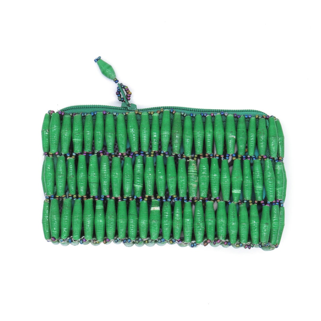 Women's Beaded Coin Purse - Handmade Green Coin Purse - Made From ...