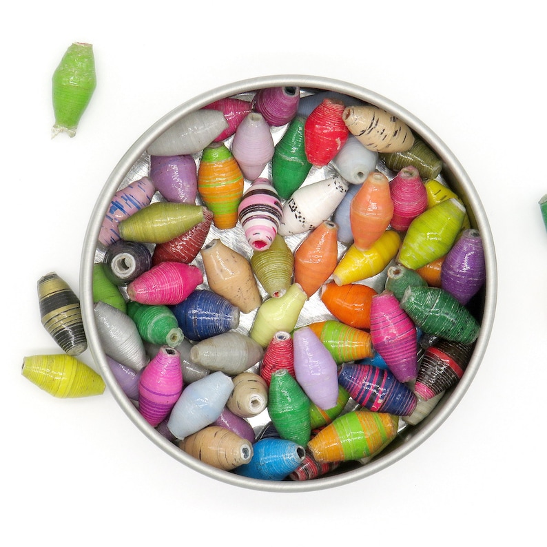 Loose Bead Assortment Multi-color Bead Mix Eco-friendly Recycled Paper ...