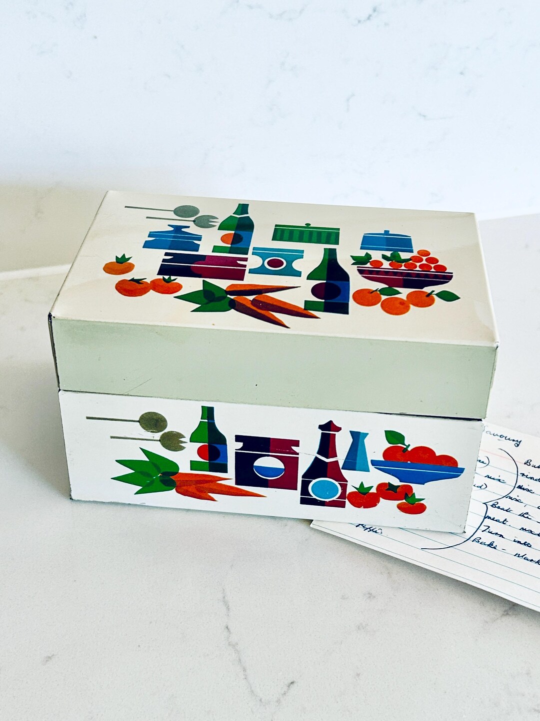 Vintage Recipe Card Box With Index Cards / Mid Century Kitchenware ...