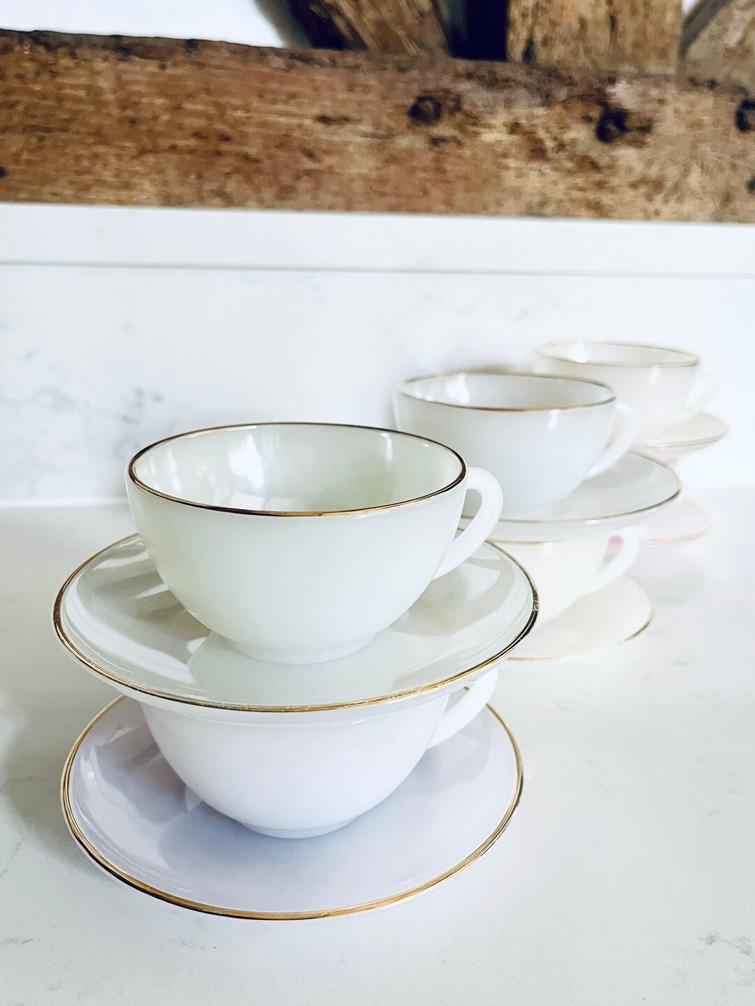 Elegant French Vintage Tea Cups Set for Afternoon Teaware / Arcoroc ...