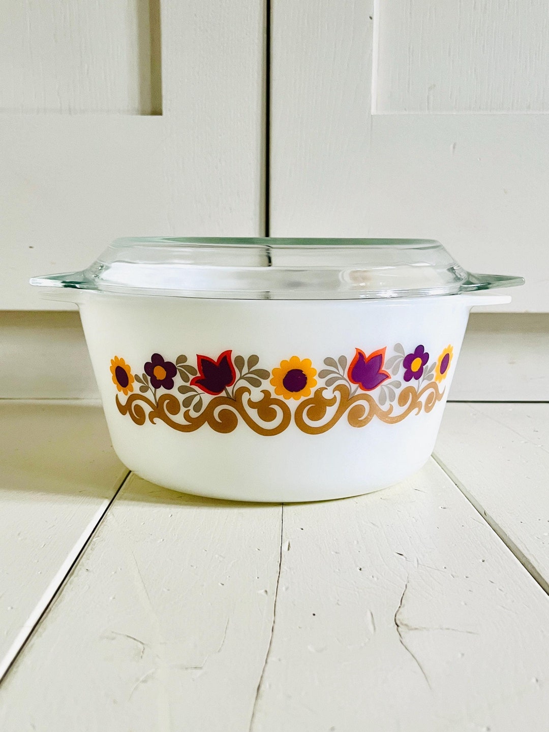 Large Vintage Pyrex Casserole Dish / Glass Baking Dishes or Serving ...