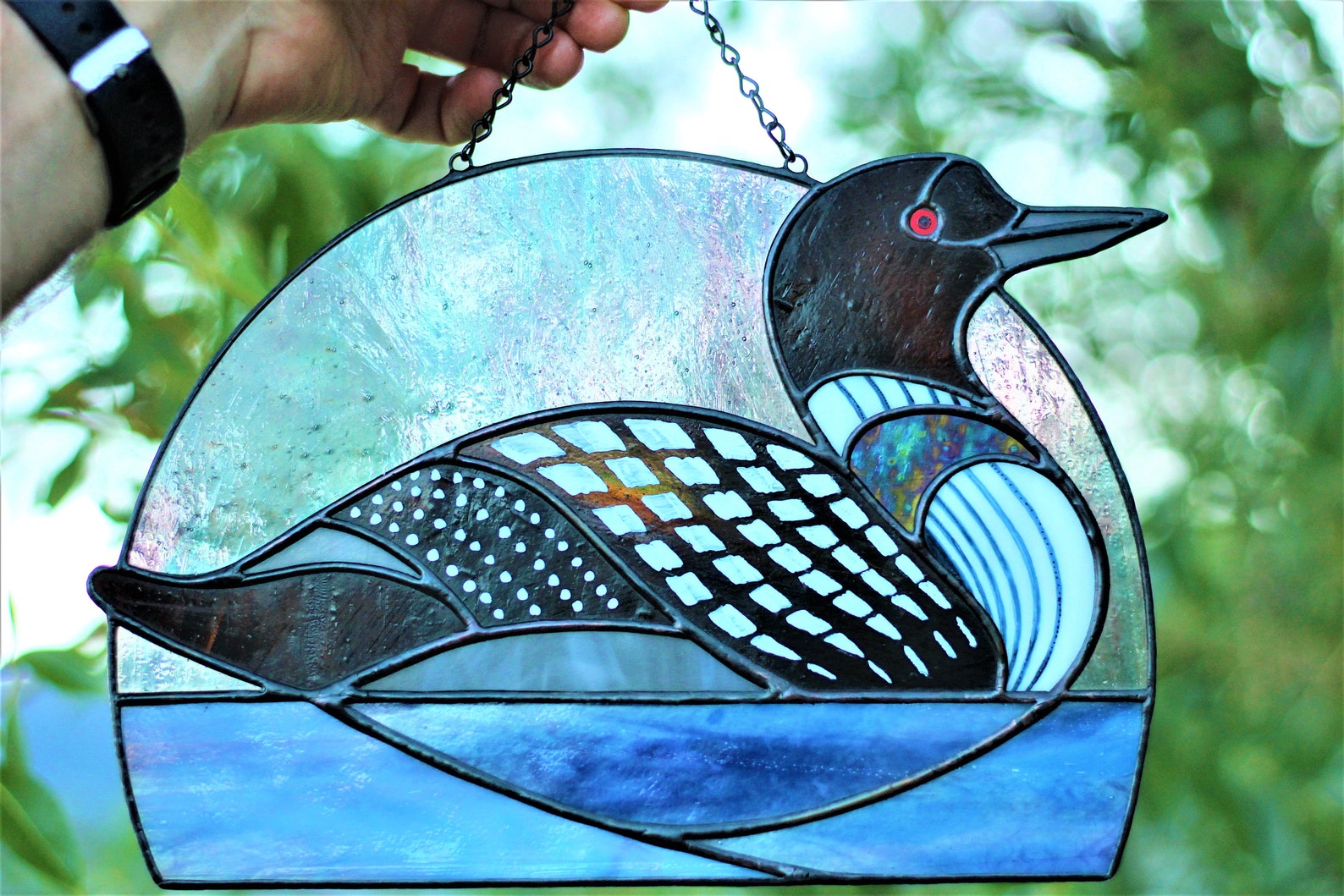 Loon Stained Glass Suncatcher Pacific Loons Window Hanging | Etsy